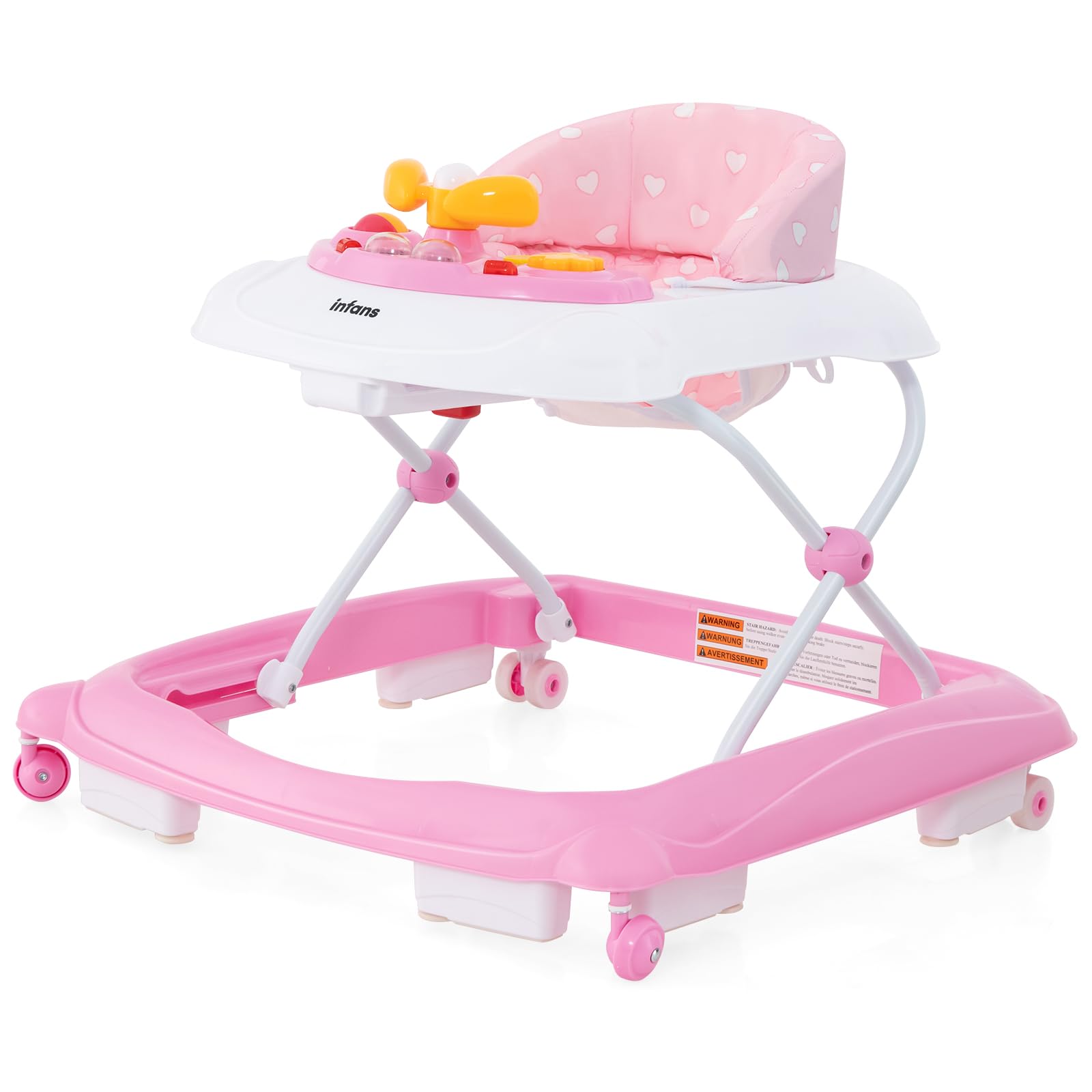 Foldable Baby Walker, 3 in 1 Toddler Walker Leaning-Seated Walk-Behind ...